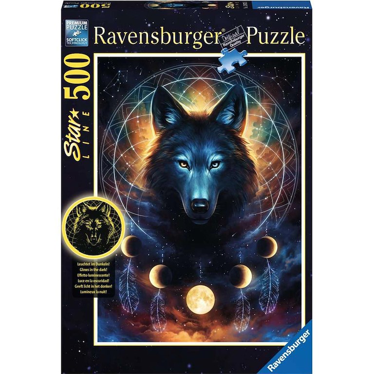 Ravensburger puzzle (slagalice) Star Line - 500 pcs Svetleći Vuk RA13970