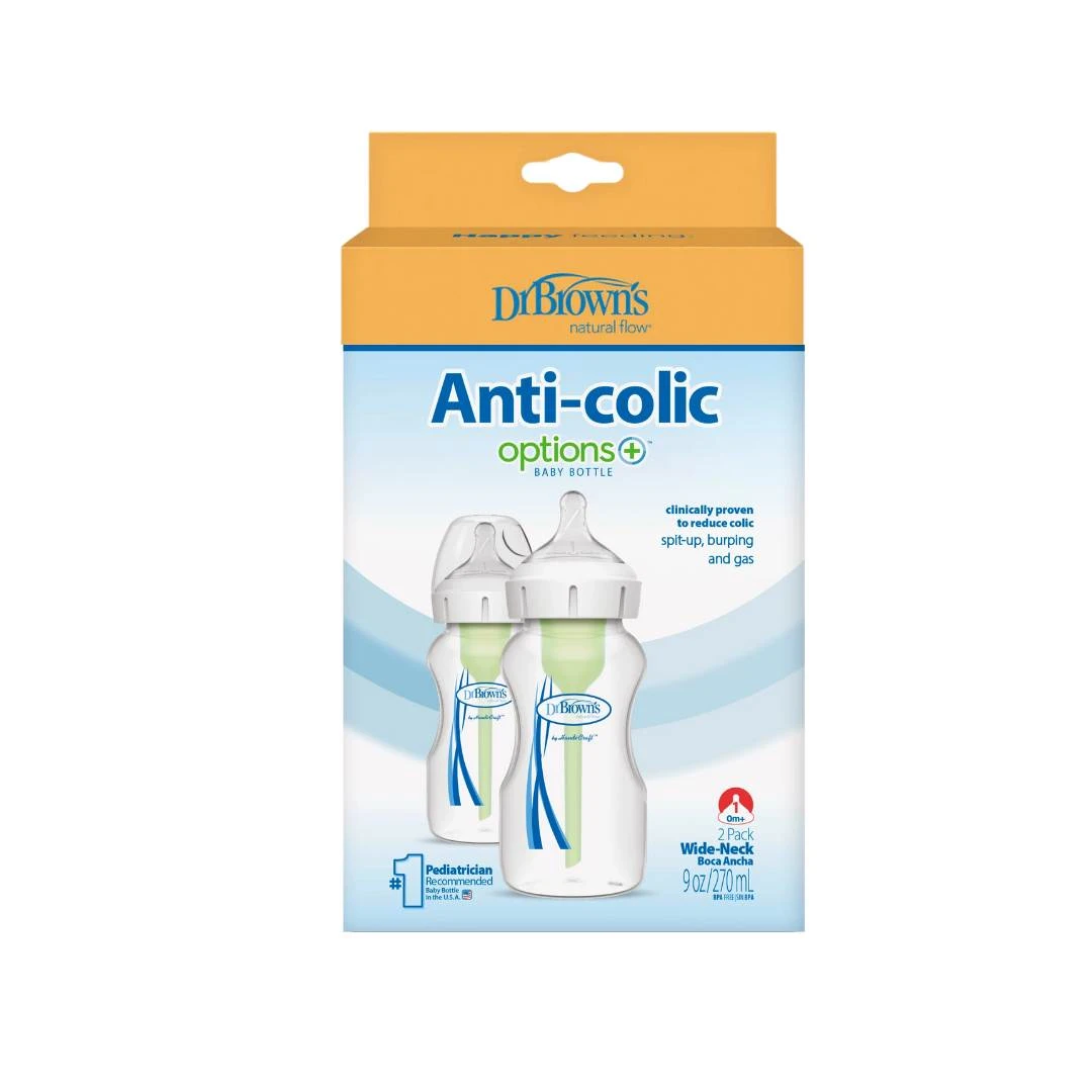 Dr Brown's Flašica Plastična Options+ Anti-Colic Wide-Neck 2 Flašice 2x270 mL