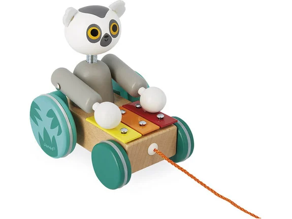 Janod Tropik - Drveni lemur na povlačenje sa ksilofonom