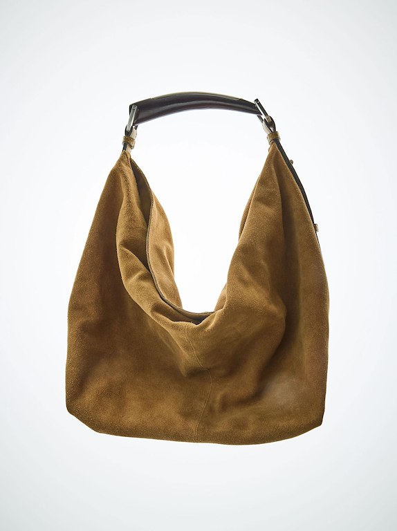 Shoulder bag in suede leather