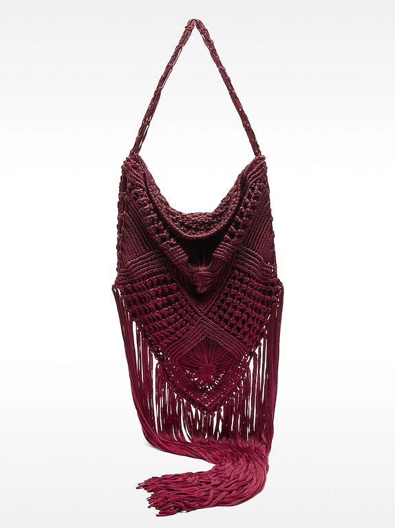 Crochet shoulder bag with fringes