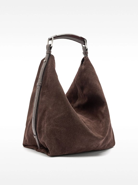 Shoulder bag in suede leather