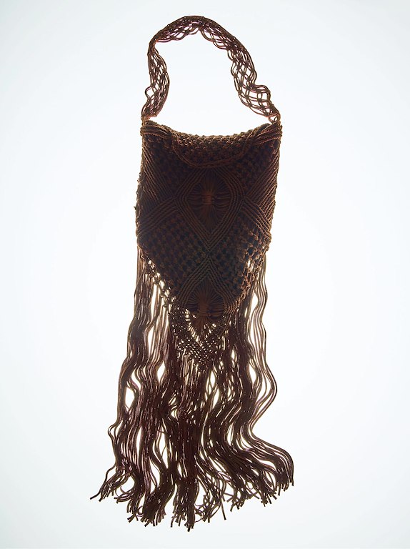 Crochet shoulder bag with fringes