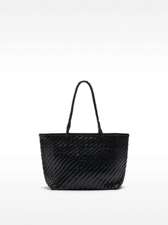 Woven leather shopper bag