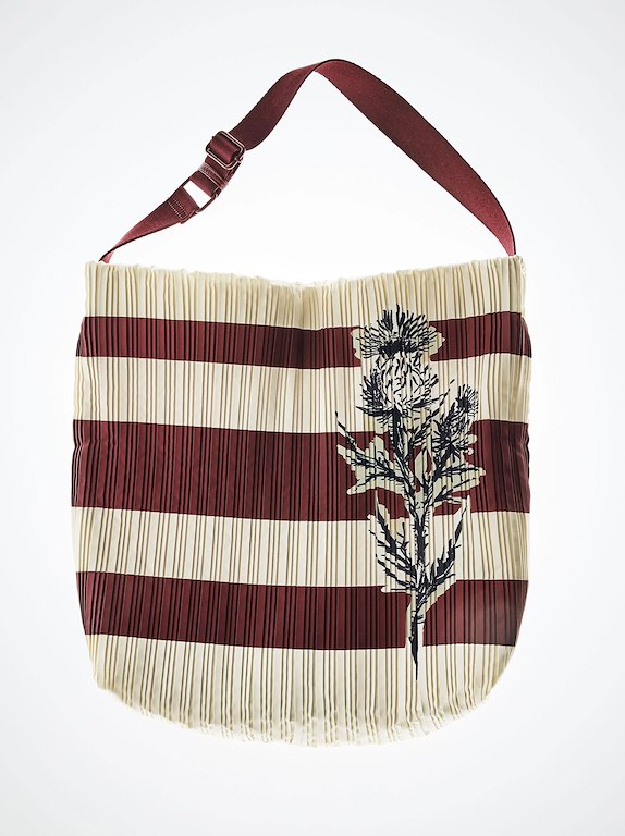 Striped nylon shoulder bag