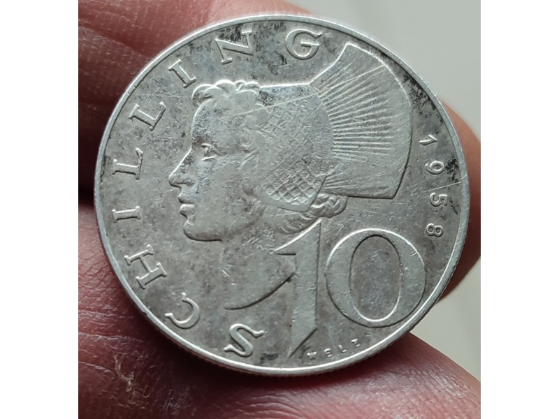 Austrija 10 Šilinga srebro.1958 g