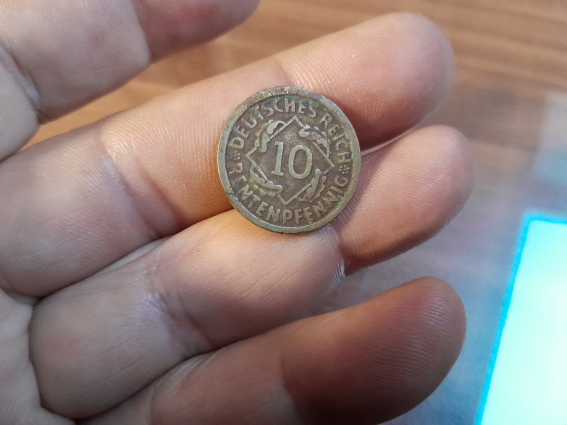 Nemacka 10 renten pfeninga 1924 f