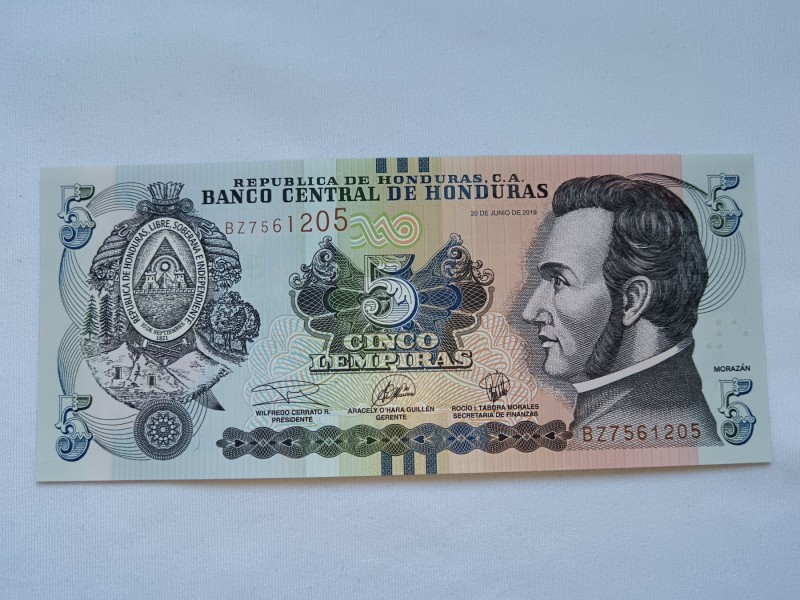 Honduras 5 lempira,2019 god.UNC