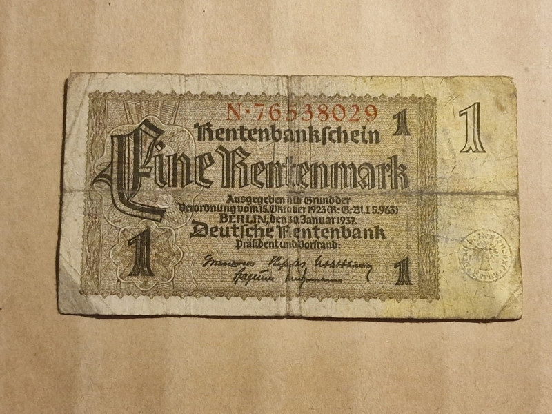 Nemačka Treći Rajh 1 Renten Mark 1937