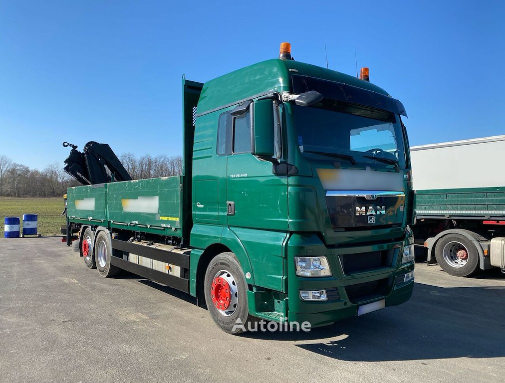 MAN TGX 26.440 EEV 6x2, Retarder, Kran HIAB HIDUO kamion s ravnom platformom