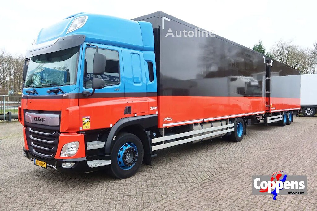 DAF CF 410 Bakwagen+Trailer met klep 2.000 kg. 6 Stuks in voorraad. kamion furgon