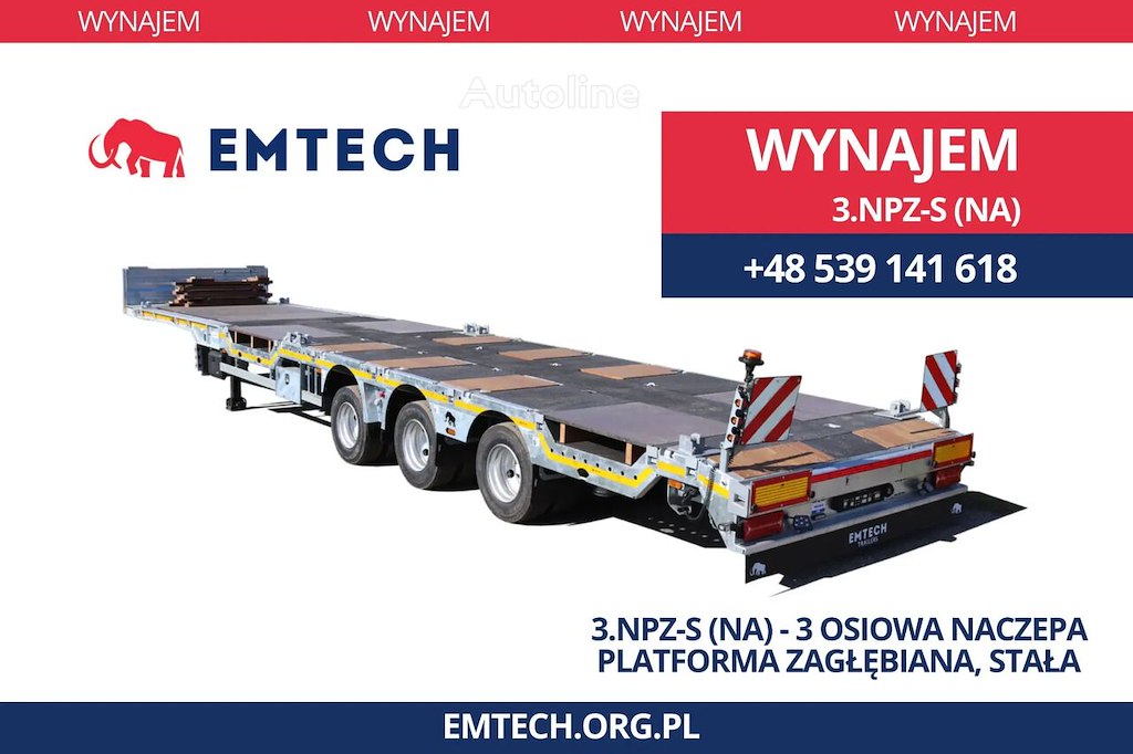 Emtech Naczepa 3.NPZ-S (NA) - wynajem krótko/długoterminowy poluprikolica platforma