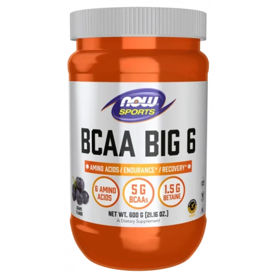 NOW Foods, Sports, BCAA Big 6, Natural Grape, 21.16 oz (600 g)