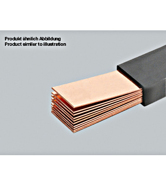 Flexible copper busbar plain, insulated 6x15,5x0,8 350A 2m