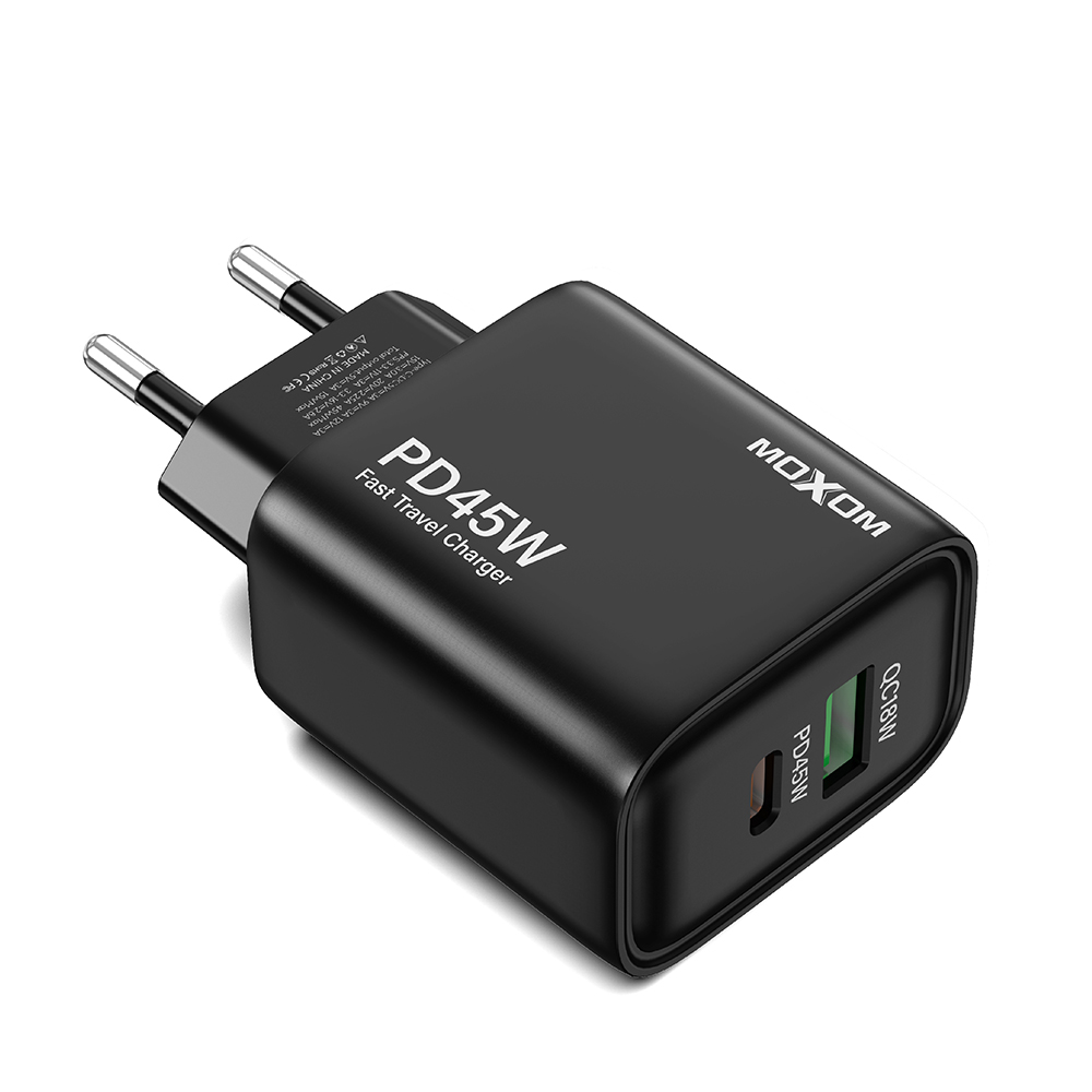 Kuciste punjaca Moxom MX-HC178 GaN USB+Type-C QC 18W PD 45W crno (MS)