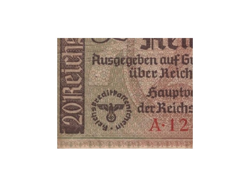 ** NEMAČKA - 20 REICHSMARK 1941. ** - sa SWASTIKOM