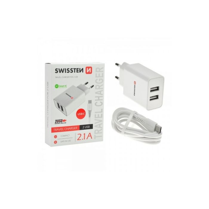 Swissten kucni punjac 2.1A 2xUsb Type-C (Bela)