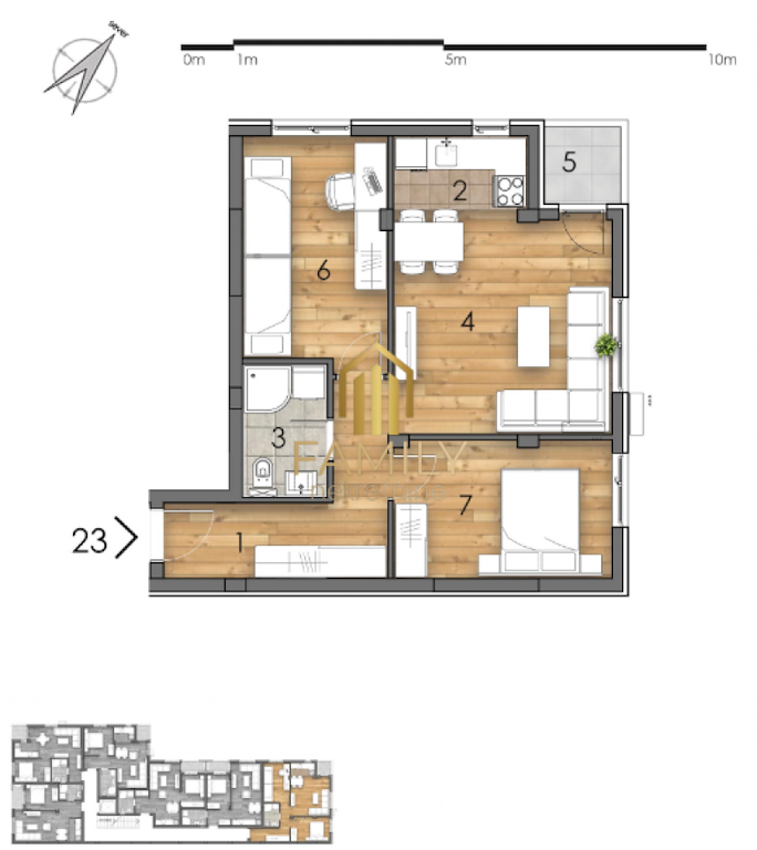 2. 5 soban stan u izgradnji na Telepu, 3. sprat, 60m2