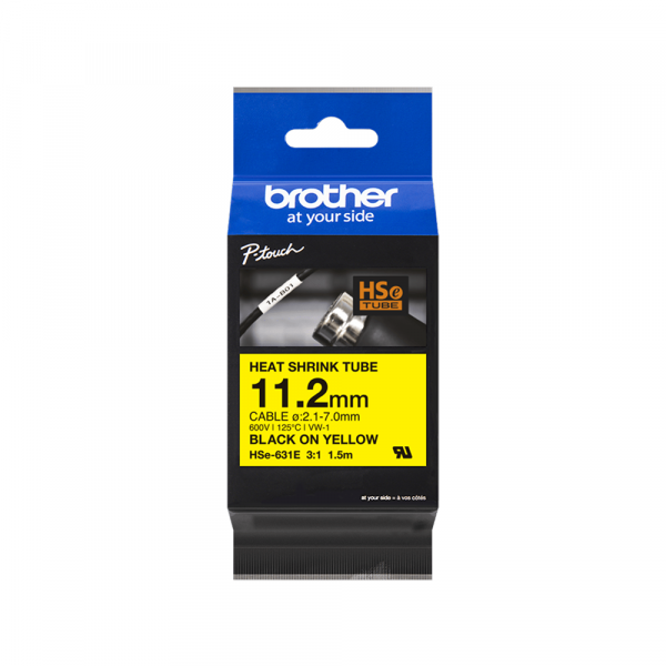Termo sakupljajuća traka Brother HSE631E 11.2mm crno na žuto