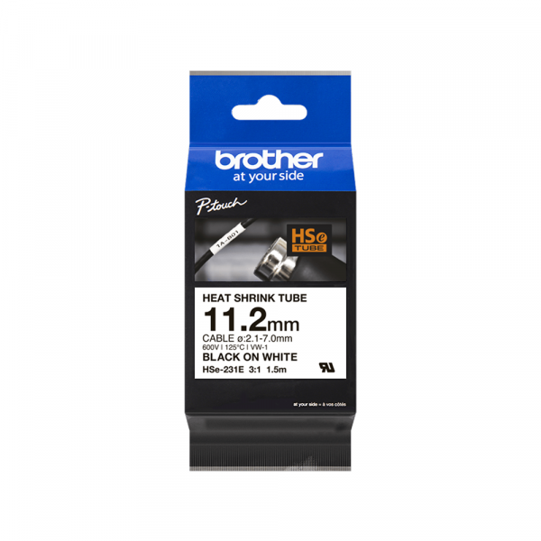 Termo sakupljajuća traka Brother HSE231E 11.2mm crno na belo