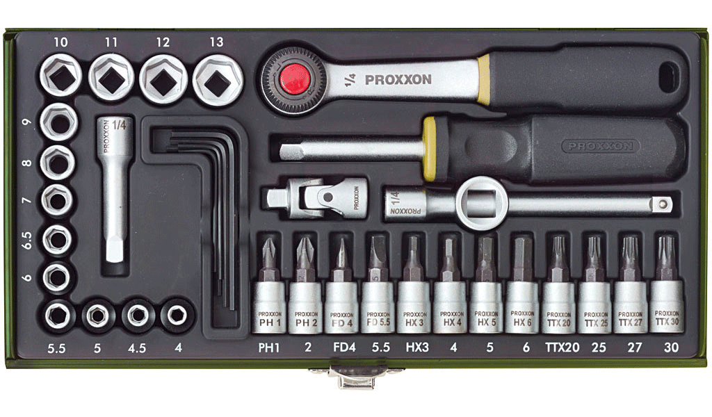Proxxon 36-delni set nasadnih kljuceva 1/4“ (P23080)