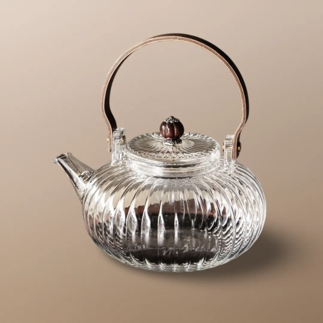 [Winter SALE]"Blossom" - Thickened High-grade Borosilicate Glass Heat-Resistant Teapot With Wooden Handle