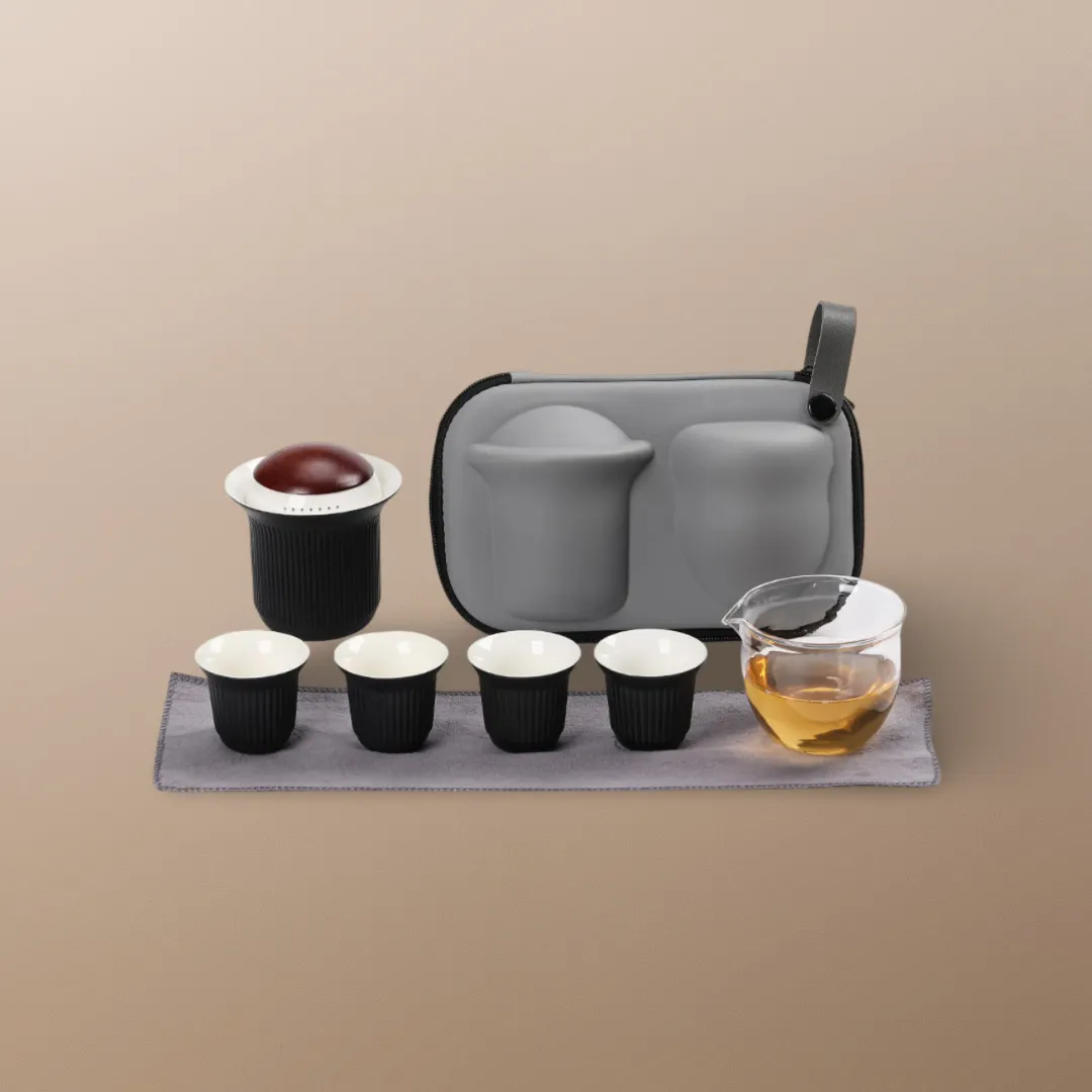 [Winter SALE][SALE]“Red-crowned Crane” - Japanese Style Hand-made Ceramic Travel Tea Set