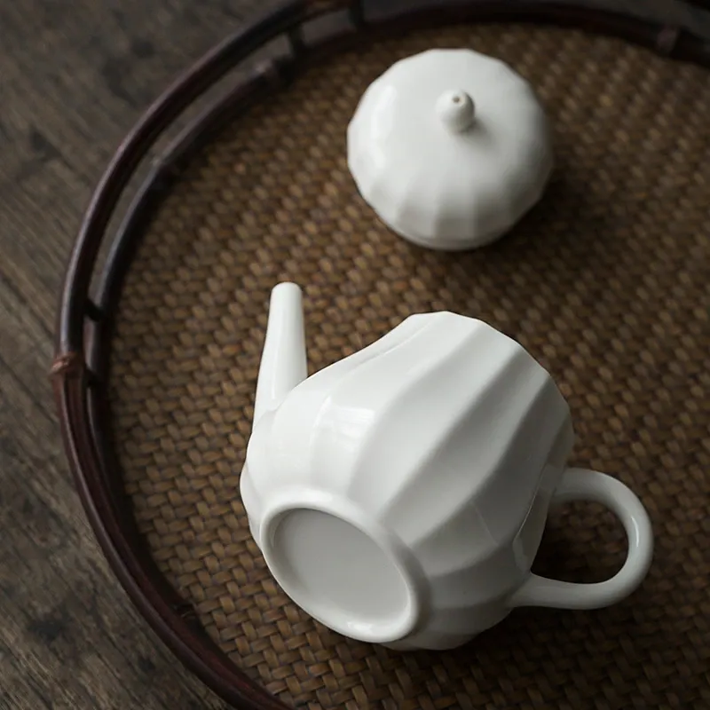 [Winter SALE]Pumpkin Shape Dehua White Porcelain Teapot