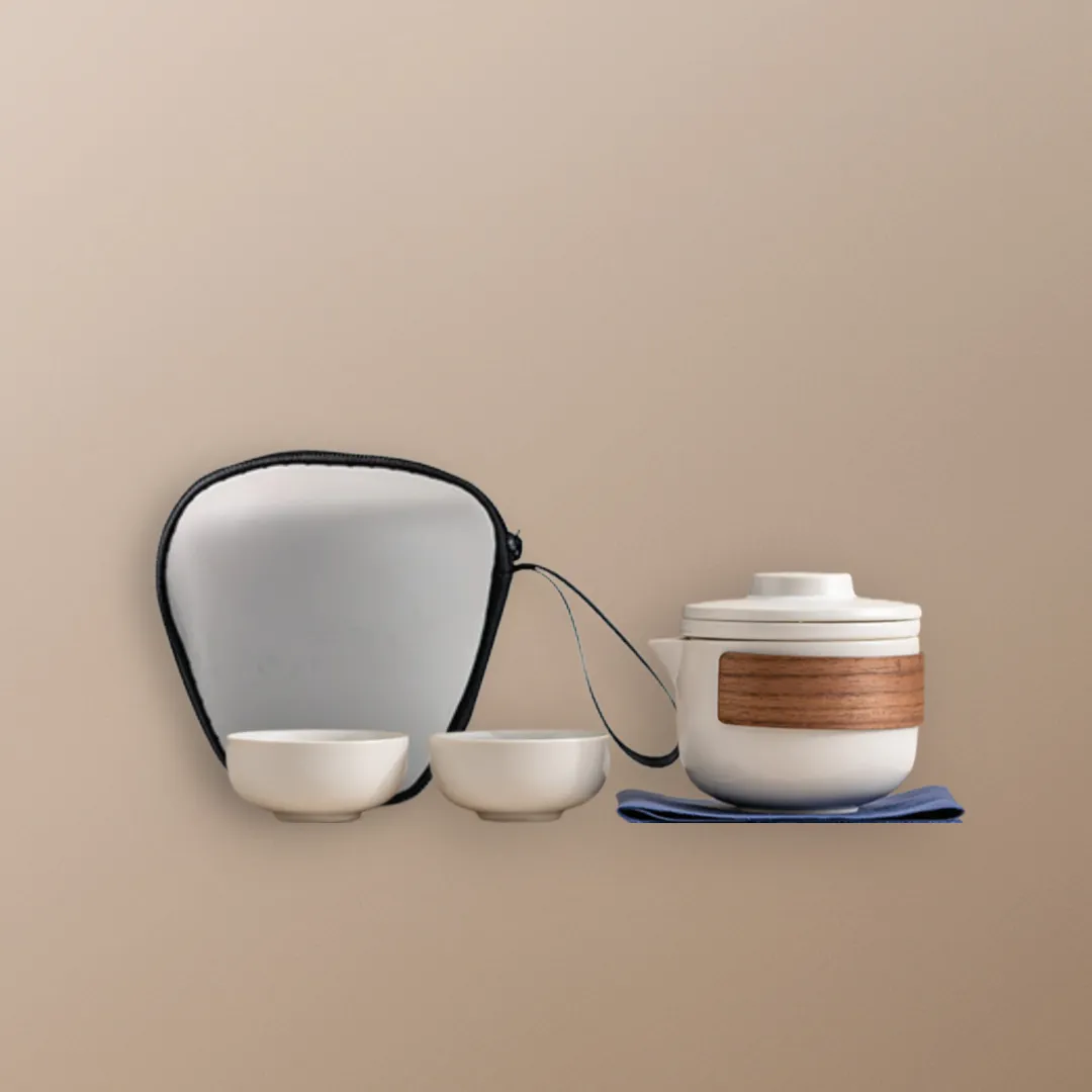 [Gift Season FLASH Deal]“Simple Joy" White Porcelain Portable Tea Set with Protective Case