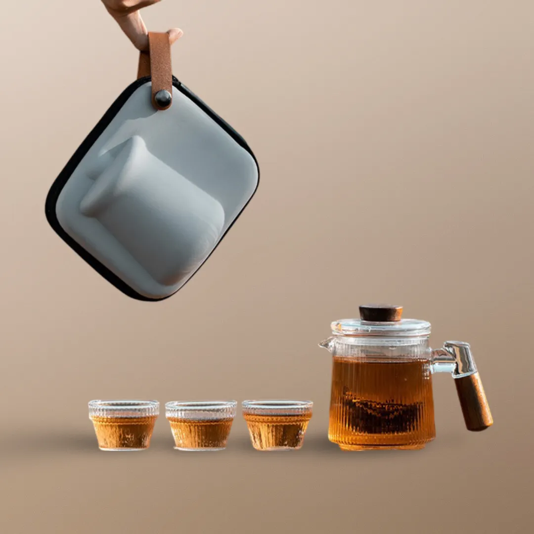 [Winter SALE]“Snowy Sunshine” - Portable Tea Set For Travel/Outdoor