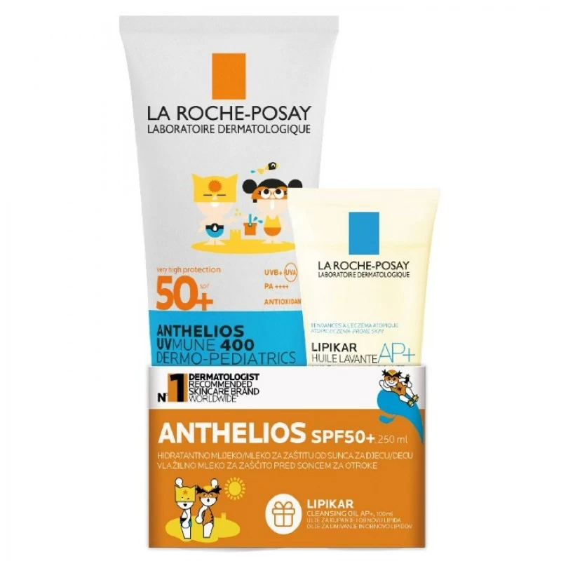 LA ROCHE POSAY ANTHELIOS SPF50+ HIDRATANTNO MLEKO ZA ZAŠTITU OD SUNCA ZA DECU, 250ML + LIPIKAR ULJE AP+, 100ML