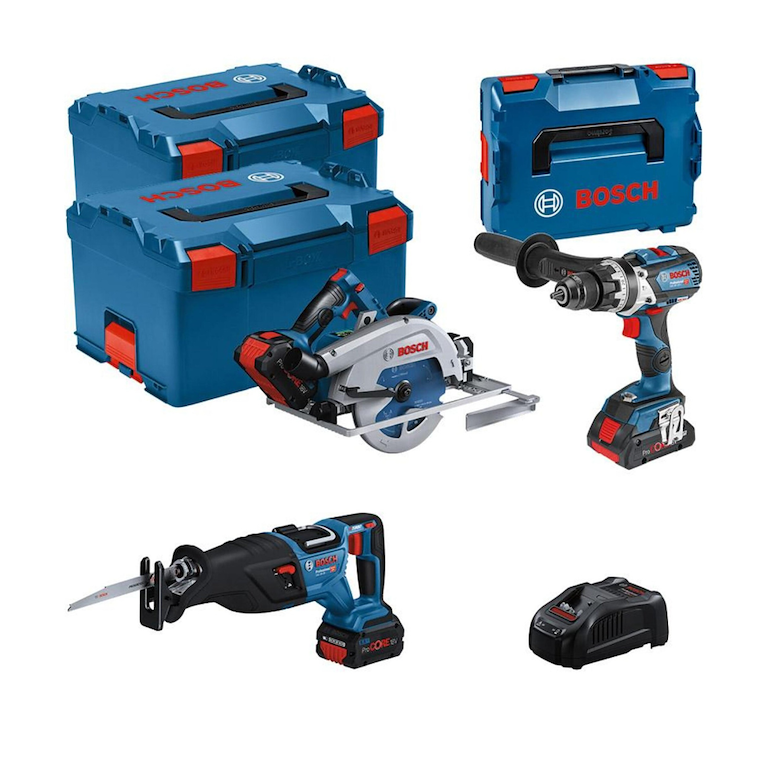 Bosch Professional Set akumulatorskih alata Bosch 18V, bušilica, kružna testera, univerzalna testera 0615990N38ID EK000655833