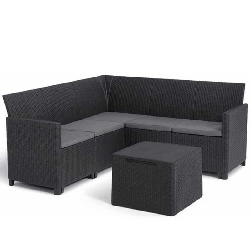 Baštenski set ugaoni Marie 5 seater sa box stolom, grafit CU 256703