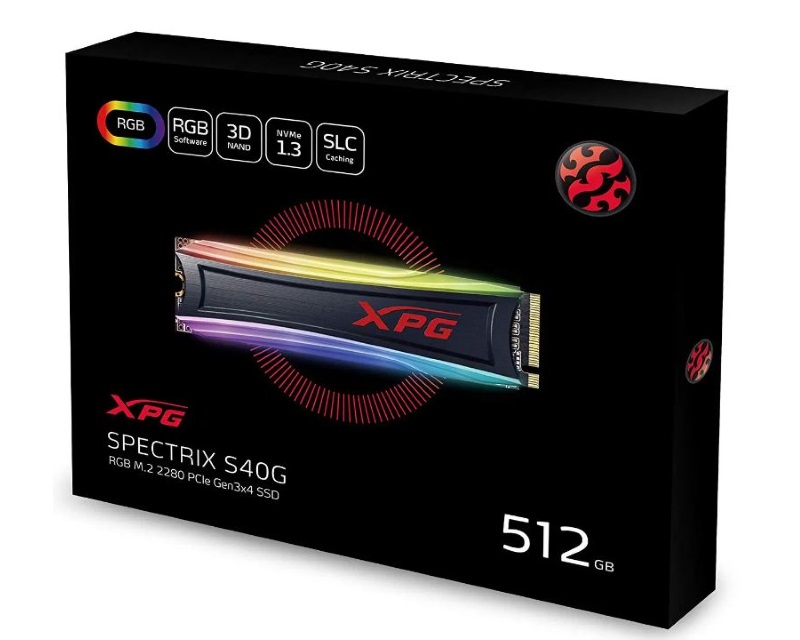 A-DATA 512GB M.2 PCIe Gen3 x4 XPG SPECTRIX S40G RGB AS40G-512GT-C SSD