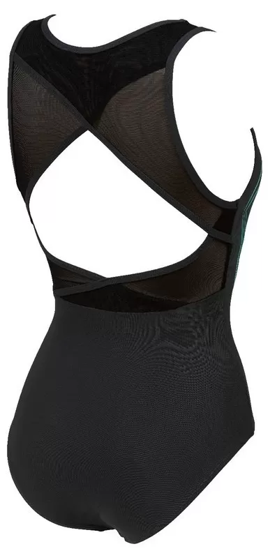 W JULIE CROSS BACK ONE PIECE BLACK MLT