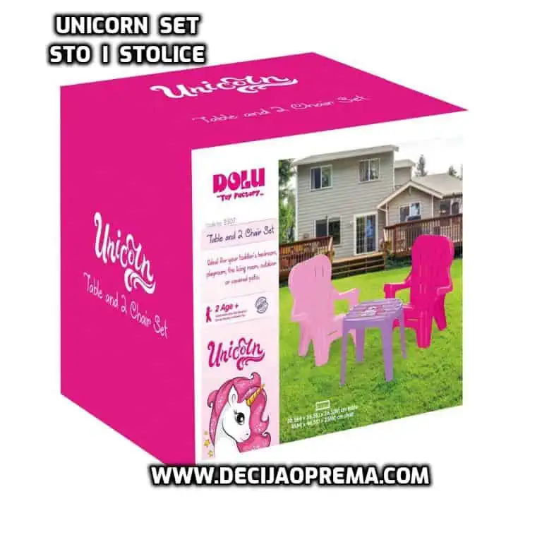 Dolu Unicorn Set sto sa stolicama za decu