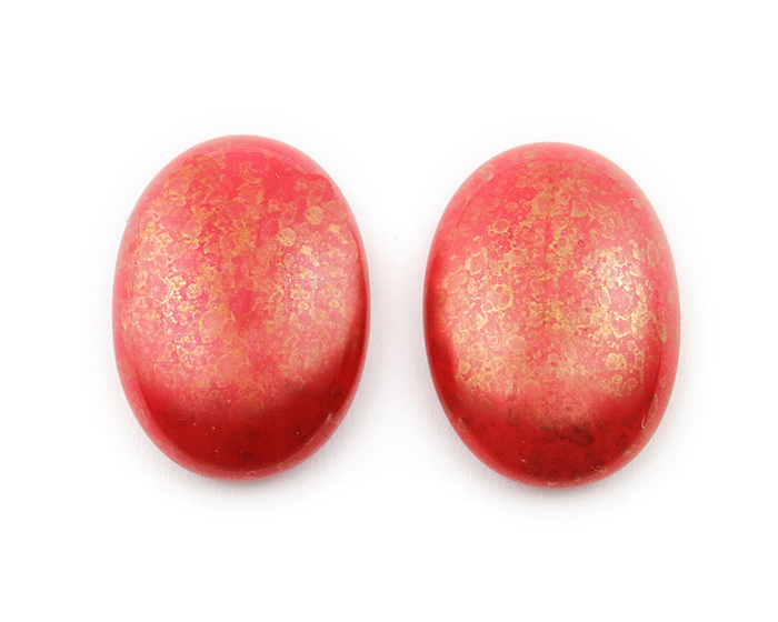 CAB25_93180-P Cabochon Glass Stone 25x18mm: Opq Lt Red – Luster Transp Topaz/ Pink (kom)