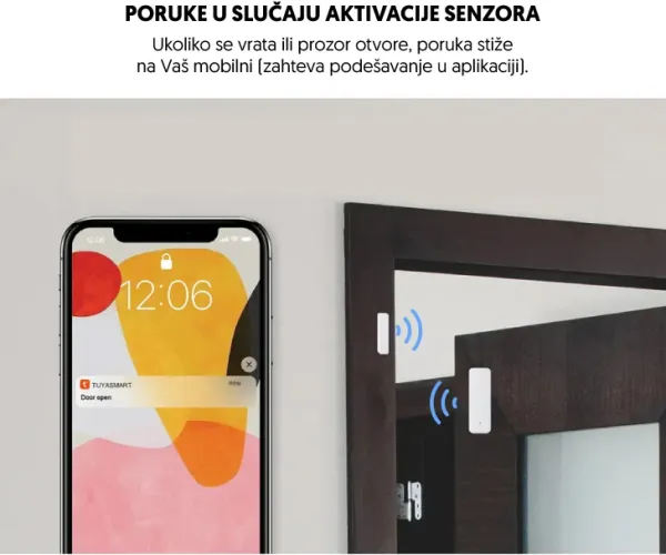 SMART senzor za vrata i prozore, WIFI, Tuya app, WFS-D06