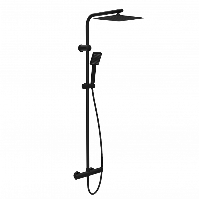 Baterija i usponski tuš COPEN NOOK mat crna četvrtasti set