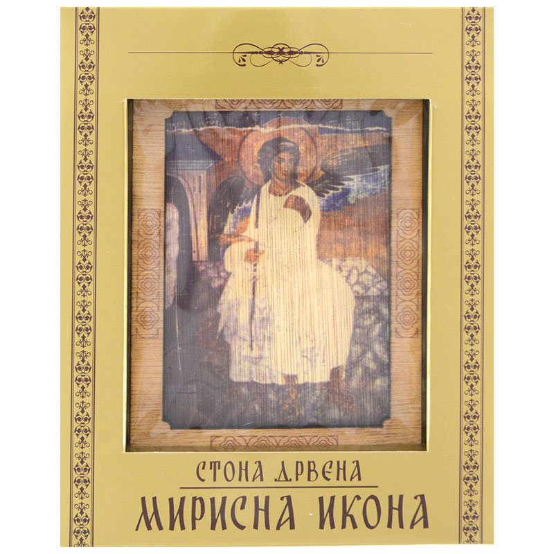 Stona drvena mirisna ikona - Beli Anđeo (11x8,5) cm