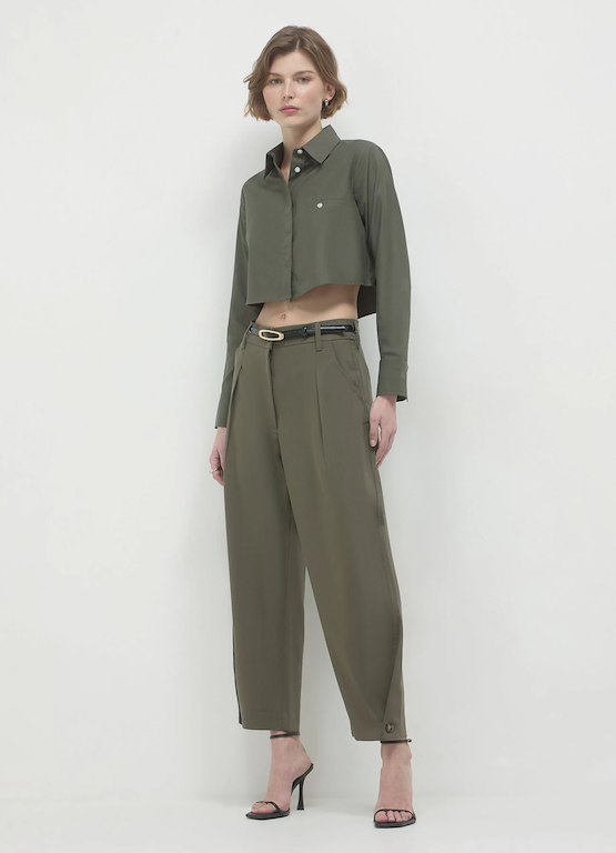 Solid colour crop shirt Vojnička svetlozelena