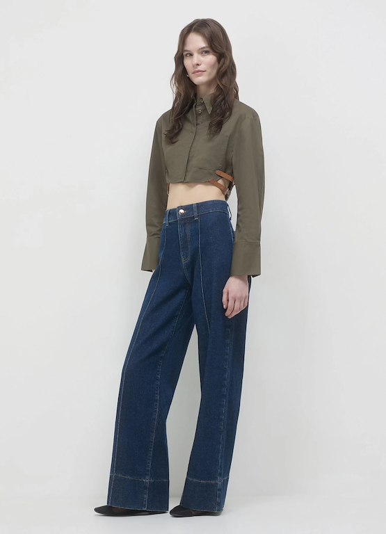 Crop shirt buckles Vojnička tamnozelena