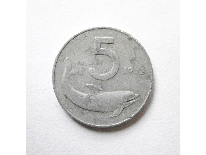 Italija 5 lira 1953