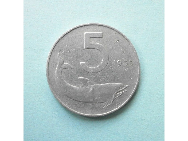 Italija 5 lira 1955