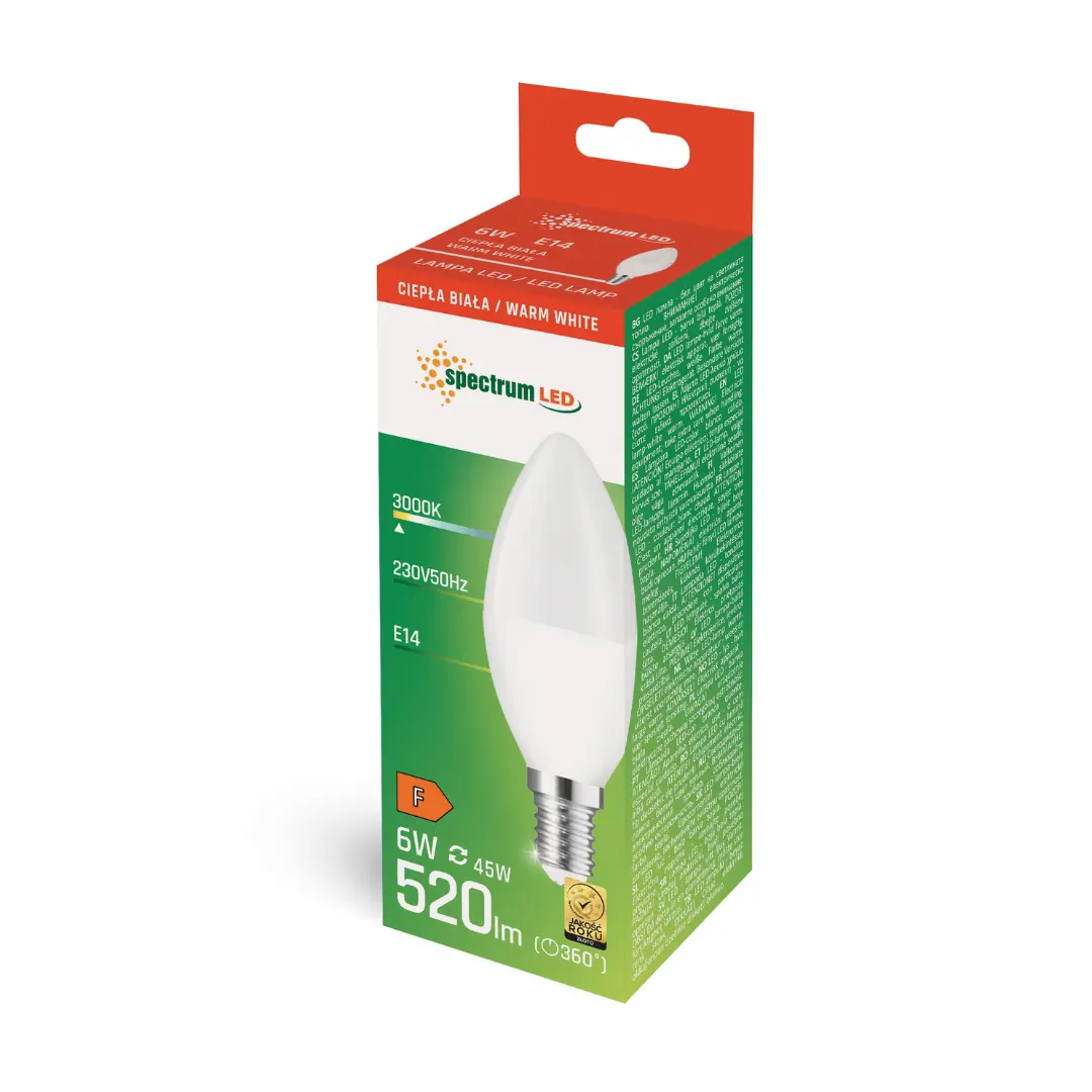 SPECTRUM LED Sijalica LED Sveća 13026, 6W, E14, 3000K, Bela