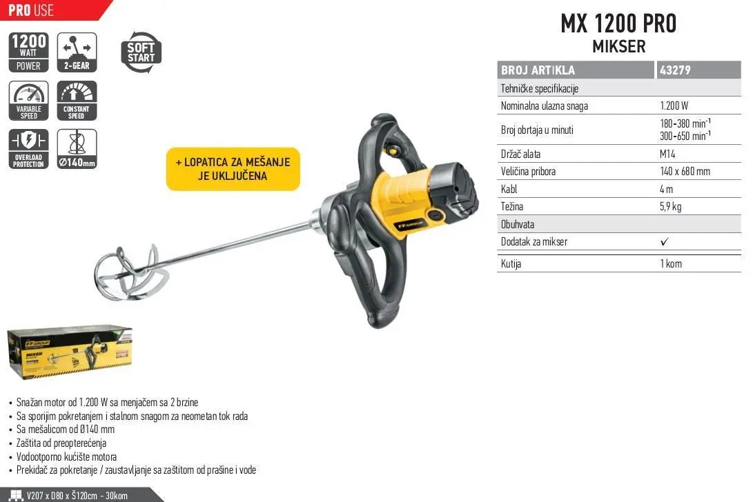 FF EA MIKSER ELEKTR MX 1200 PRO