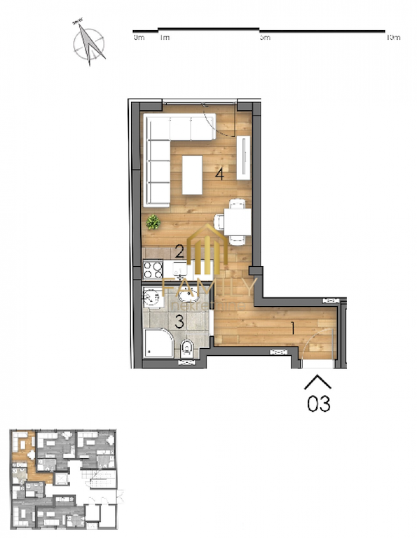 Jednosoban stan, novogradnja na Detelinari, 25, 91m2