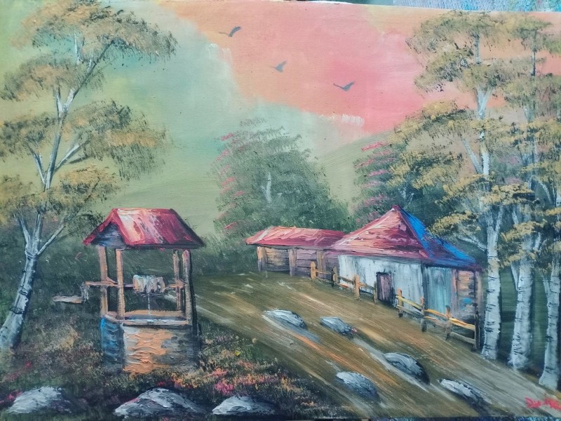 Seoski pejzaž 70x50cm ulje na platnu