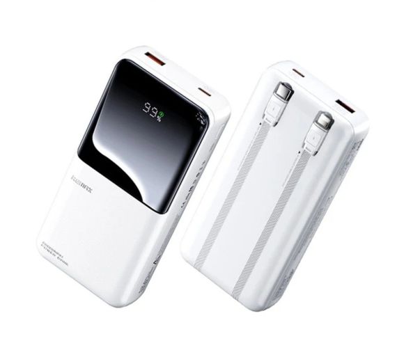 REMAX RPP-680 White 20W+QC 22.5W Power Bank with 2 Fast Ch. Cables 20000mAh