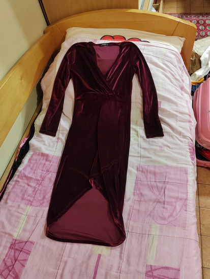 Luksuzna plišana bordo haljina *snizena*